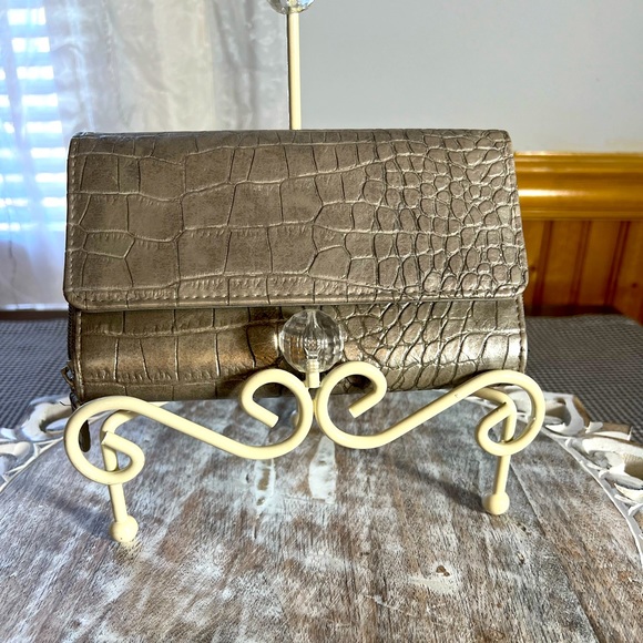 Bags | Big Silver Croc Wallet | Poshmark